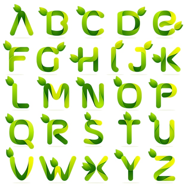 Lush Green Leaf-Shaped Alphabet Letters with Vibrant Foliage | Jiffy ...