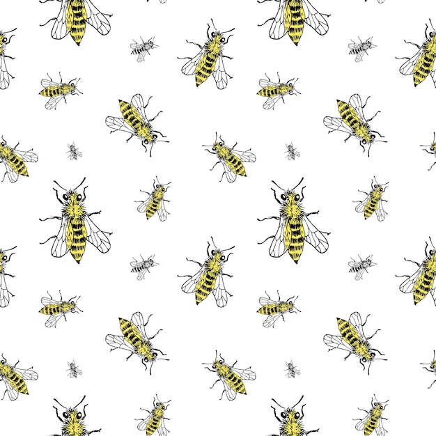 Vibrant Buzzing Bees Swarming Across a Seamless Pattern | Jiffy Designs