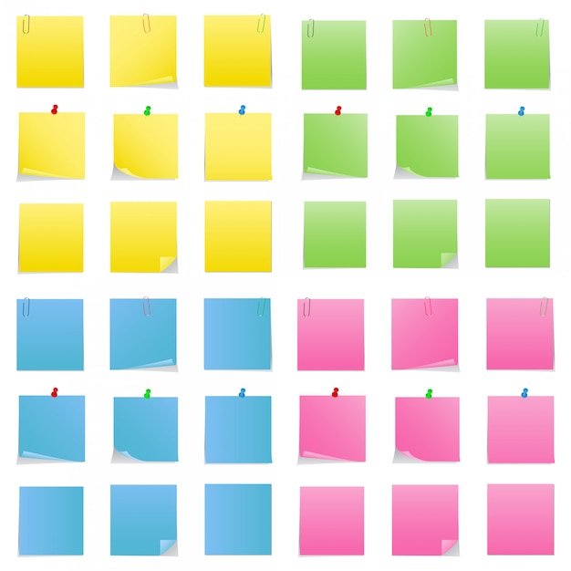Vibrant Sticky Note Grid with Colorful Paper Clips | Jiffy Designs
