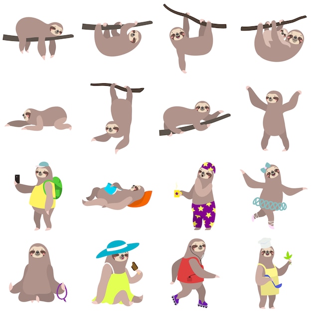Vibrant Collection of Playful Sloth Illustrations for Versatile Design Applications | Jiffy Designs