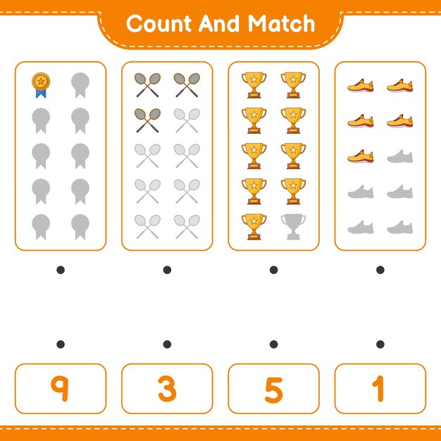 Counting and Matching Sports Equipment and Trophies | Jiffy Designs