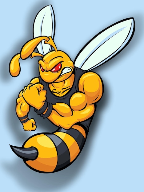 Fierce Cartoon Bee Wielding Stinger Weapon with Determination | Jiffy ...