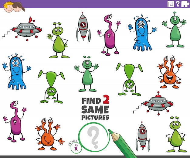 Vibrant Alien Creatures and Spaceships in Playful Find the Difference ...