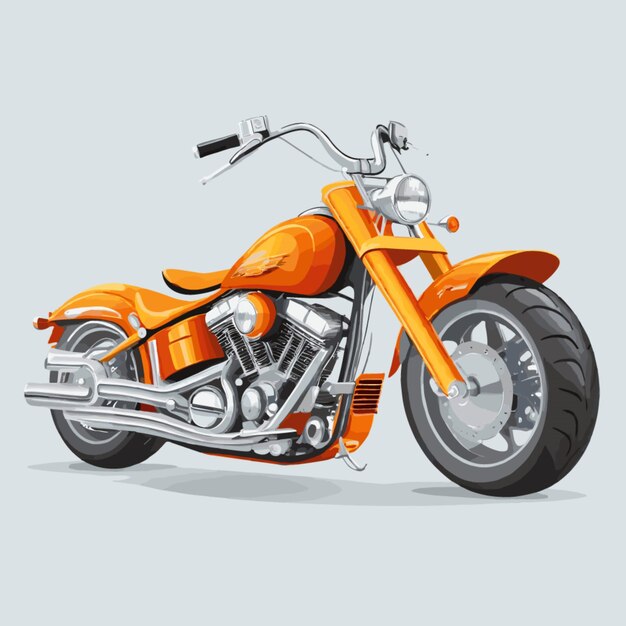 Sleek and Powerful Chopper Motorcycle in Vibrant Orange | Jiffy Designs