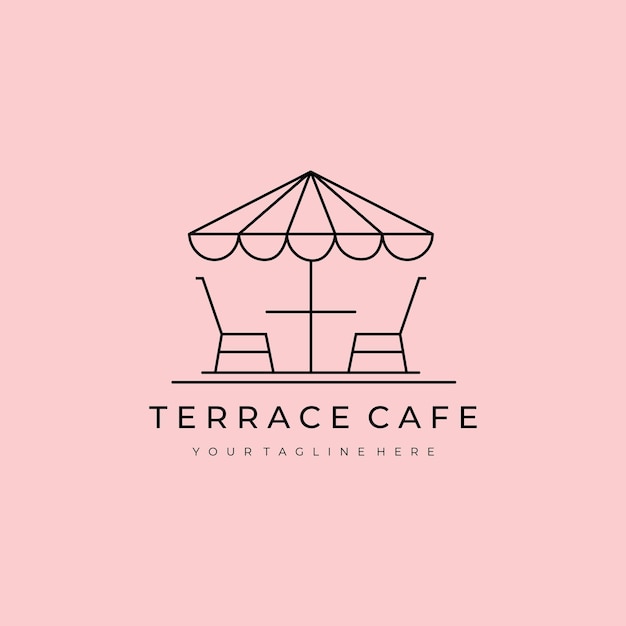 Elegant Terrace Cafe Logo with Parasol and Seating | Jiffy Designs