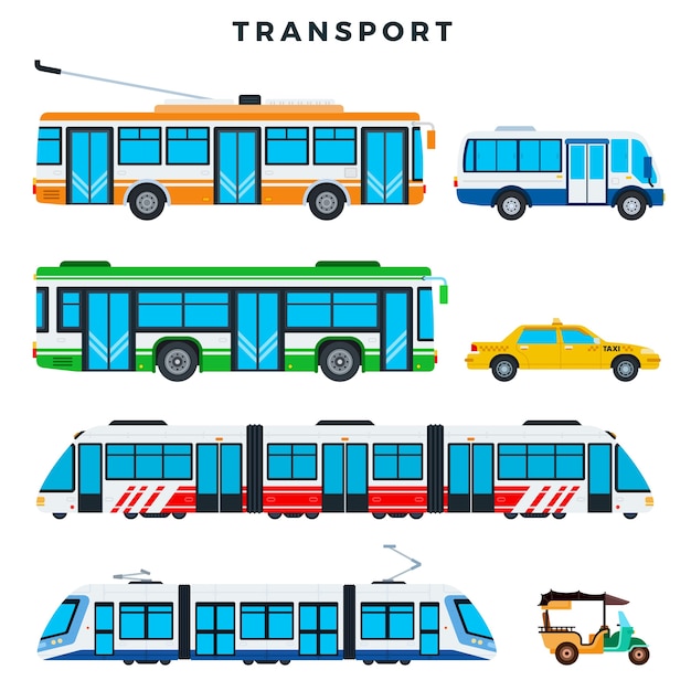 Vibrant City Commute: Buses, Trains, and Taxis in Motion | Jiffy Designs