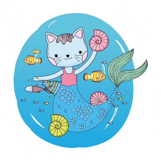 Whimsical Mermaid Cat Frolicking in the Underwater Wonderland | Jiffy ...