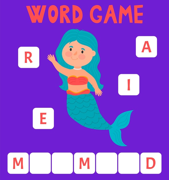 Playful Mermaid Word Game for Children | Jiffy Designs