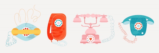 Whimsical Retro Telephone Icons with Playful Shapes and Colors | Jiffy ...