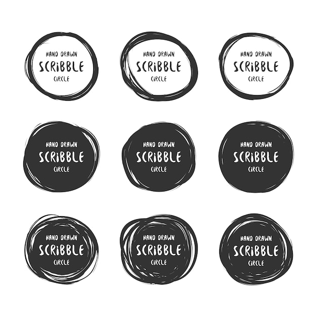 Handwritten Scribble Logos in Monochrome Circular Frames | Jiffy Designs