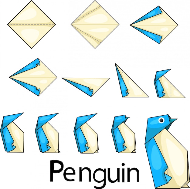 Origami Penguin Transformation Sequence in Geometric Shapes | Jiffy Designs