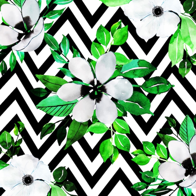 Vibrant Floral Pattern with Zigzag Backdrop | Jiffy Designs