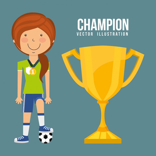 Victorious Young Soccer Player Holds Golden Trophy | Jiffy Designs