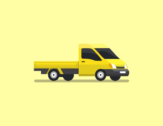 Minimalist Yellow Pickup Truck with Flatbed Illustration | Jiffy Designs