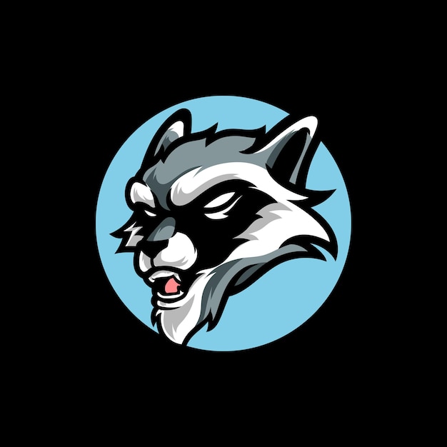 Fierce Raccoon Mascot Emblem in Bold Blue Circle | Jiffy Designs