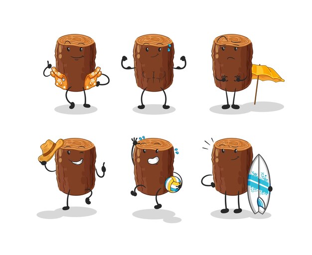 Charming Wooden Log Characters in Diverse Outdoor Poses | Jiffy Designs