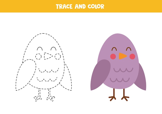 Cute Chick Outline and Colored Illustration for Tracing | Jiffy Designs