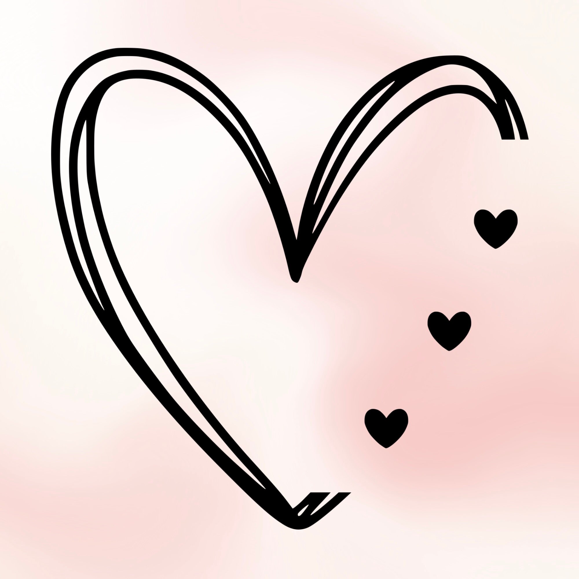 Whimsical Heart Sketch with Trailing Mini Hearts | Jiffy Designs