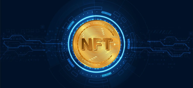 Glowing NFT Coin in Futuristic Digital Landscape | Jiffy Designs