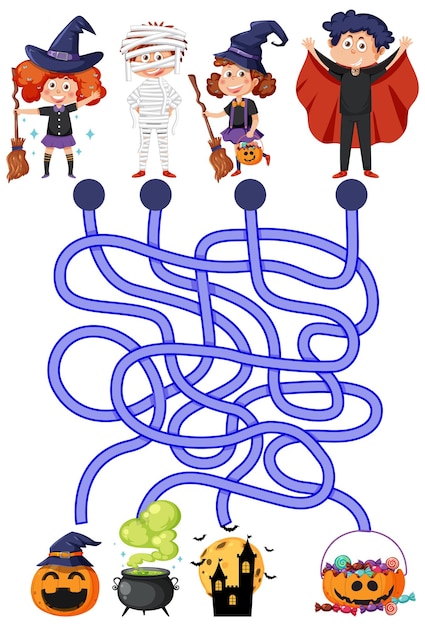 Spooky Halloween Characters and Maze Puzzle | Jiffy Designs