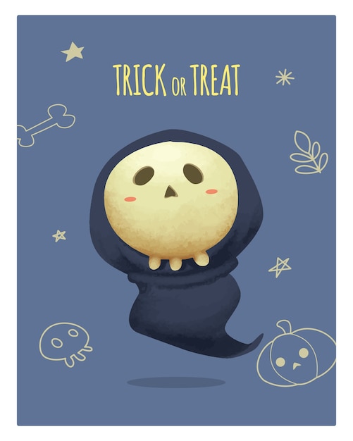 Whimsical Halloween Ghoul Floating Amid Twinkling Stars | Jiffy Designs