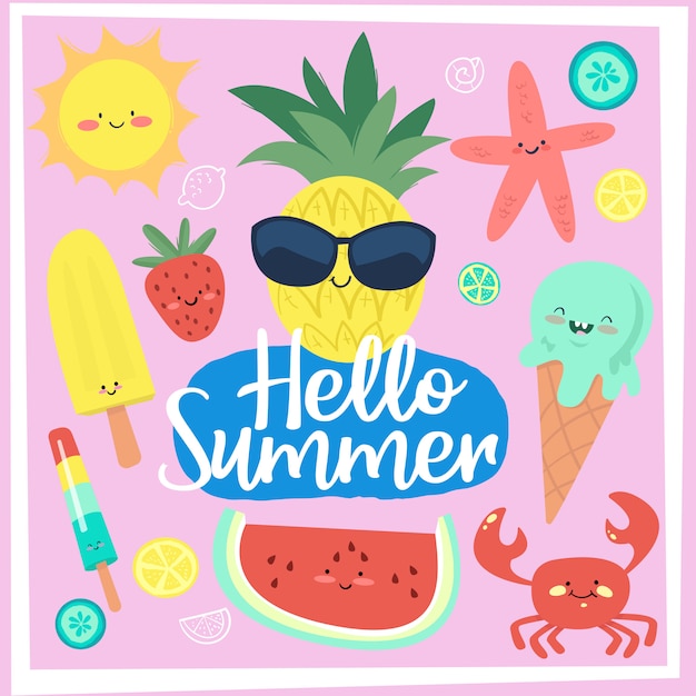 Vibrant Summer Celebration with Cheerful Fruits and Creatures | Jiffy ...