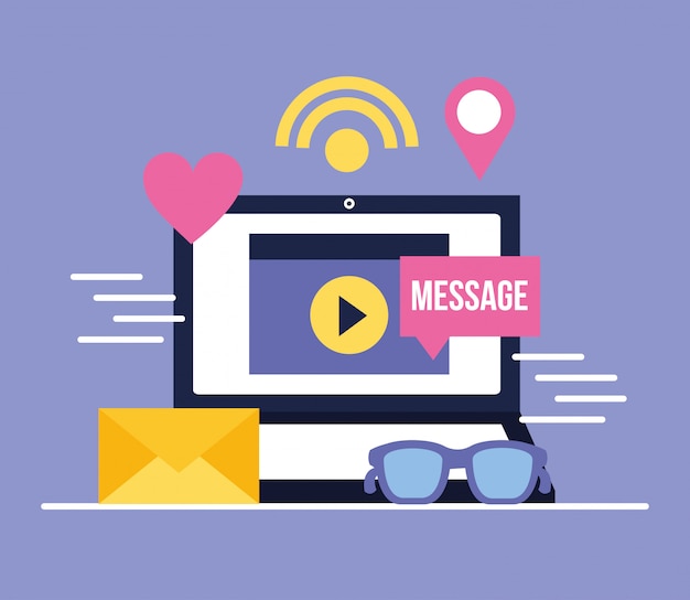 Vibrant Digital Communication Illustration with Messaging Icons | Jiffy ...