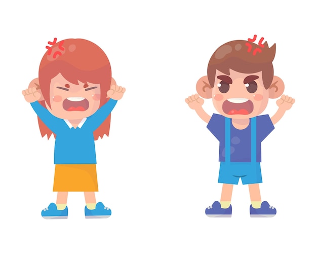 Cute kid boys and girl fight and argue each other | Jiffy Designs