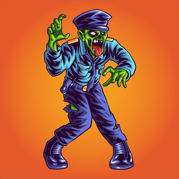 Menacing Zombie Policeman Strikes a Sinister Pose | Jiffy Designs