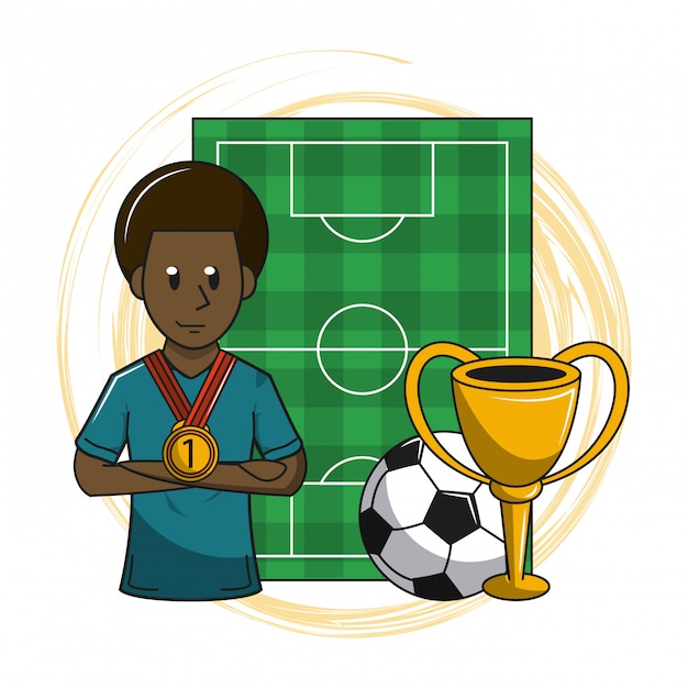 Victorious Soccer Player Celebrates with Trophy | Jiffy Designs