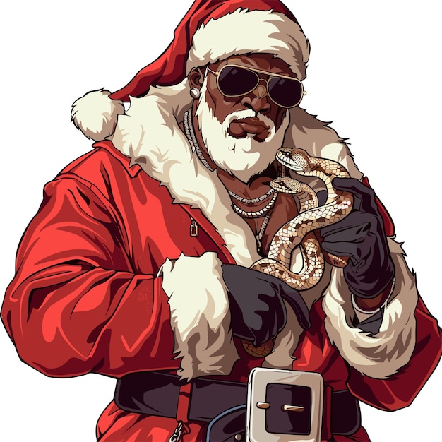 Festive Gangsta Santa Claus in Retro Illustrated Style | Jiffy Designs