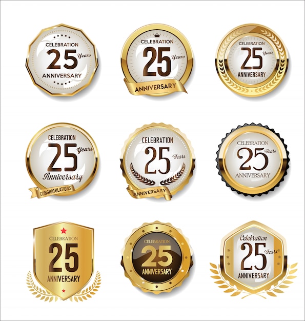 Elegant Collection of 25th Anniversary Celebration Emblems and Badges ...