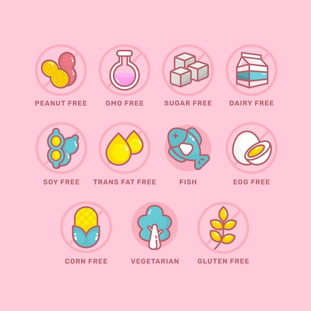 Vibrant Allergen-Friendly Icons for Dietary Needs | Jiffy Designs