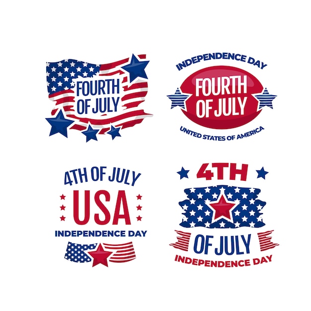 Patriotic Fourth of July Emblem Collection with Stars and Stripes ...