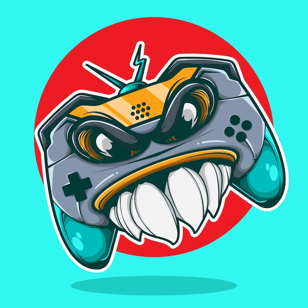 Ferocious Gaming Controller Emblem with Teeth and Lightning | Jiffy Designs