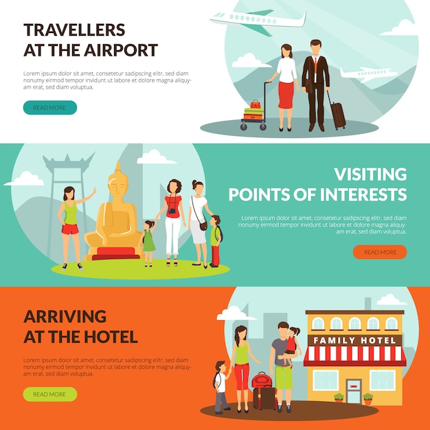 Diverse Collection of Travel-Themed Illustrations Depicting Airport ...