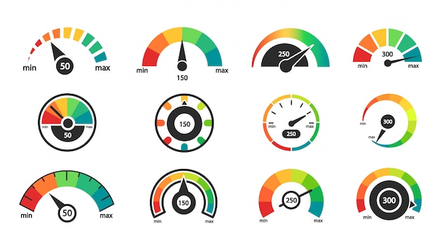 Vibrant Gauge Designs: Colorful Speedometer and Meter Icons | Jiffy Designs