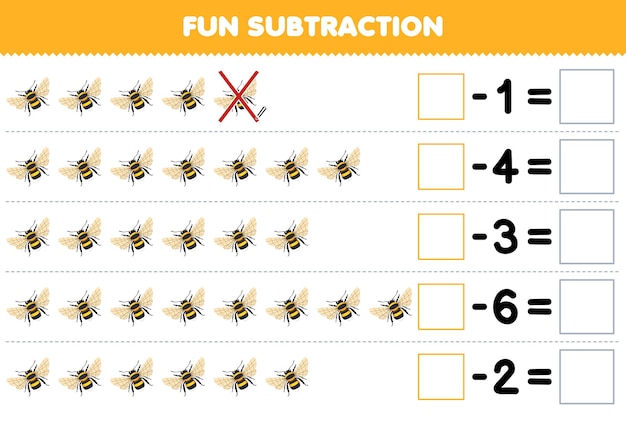 Busy Bees Subtract Their Way Through Fun Math Exercises | Jiffy Designs