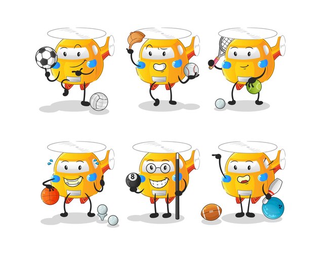 Vibrant Collection of Playful Sports-Themed Cartoon Characters | Jiffy ...