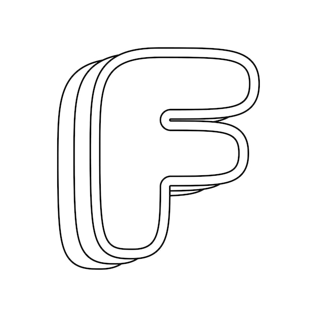 Stylized Monogram Letter F in Outline Design | Jiffy Designs