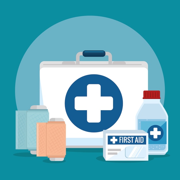 First Aid Kit with Medical Supplies Illustration | Jiffy Designs