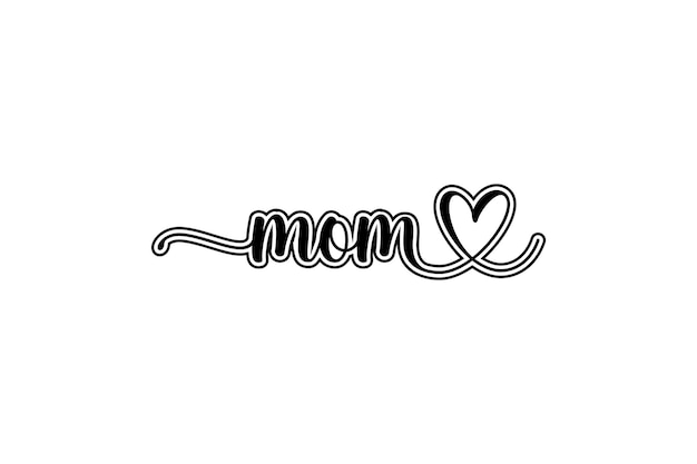 Elegant 'Mom' Lettering with Stylized Heart Design | Jiffy Designs