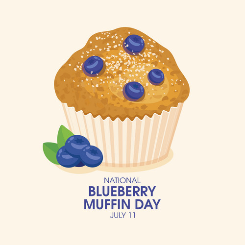 National Blueberry Muffin Day Vector. Delicious Blueberry Muffin Icon ...