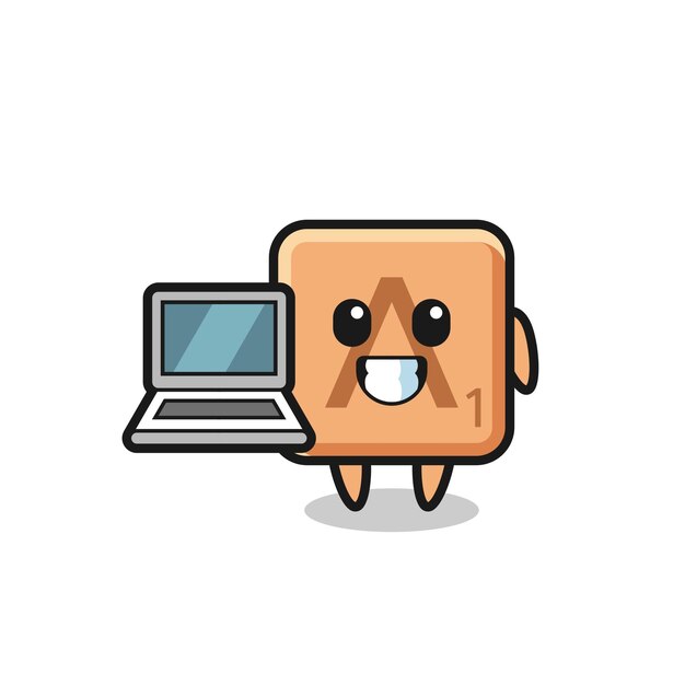 Cheerful Alphabet A Holding Laptop for Digital Designs | Jiffy Designs