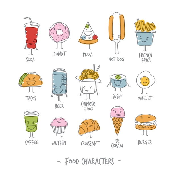 Vibrant Collection of Whimsical Food-Themed Illustrations | Jiffy Designs