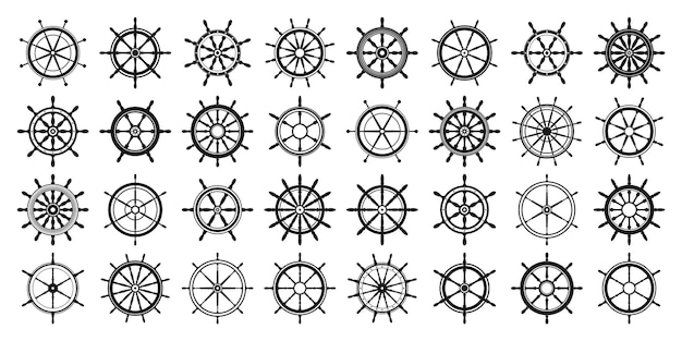 Diverse Collection of Nautical Ship Wheels in Silhouette | Jiffy Designs