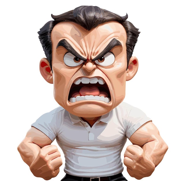 Fierce and Ferocious: Cartoon Character's Intense Facial Expression ...