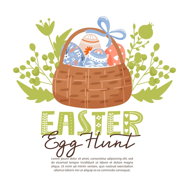 Easter Egg Hunt Basket with Floral and Bunny Illustration | Jiffy Designs