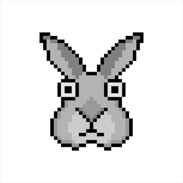 Charming Pixel Bunny Silhouette with Expressive Eyes | Jiffy Designs