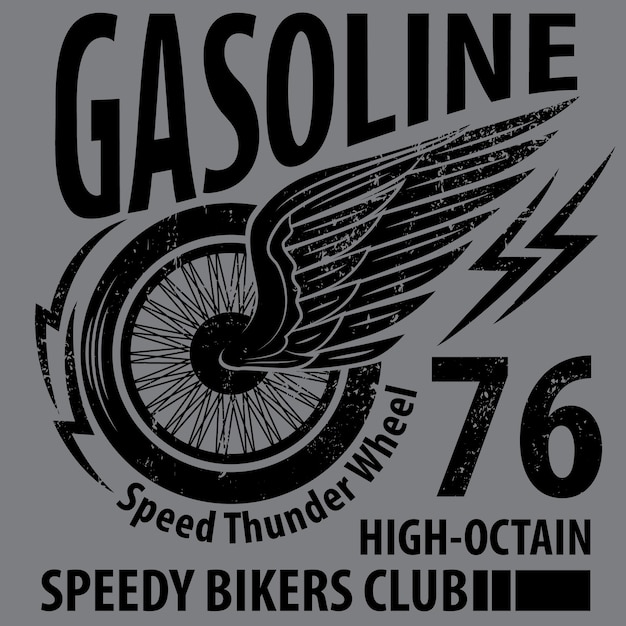 Vintage Gasoline 76 Emblem with Winged Tire and Bold Typography | Jiffy ...